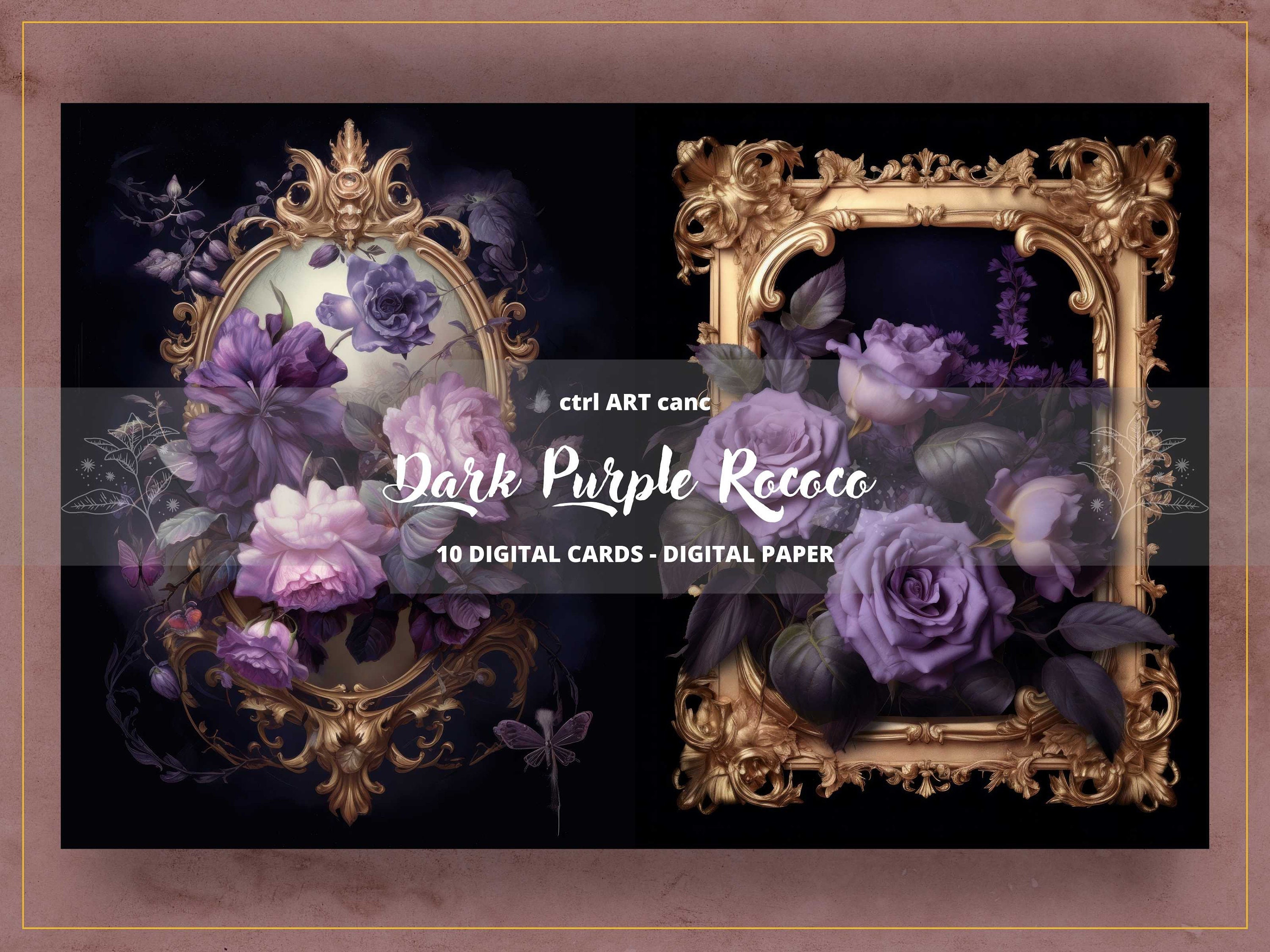 Dark Purple Rococo Roses Printable Dark Rose Printable - Etsy