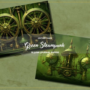 Steampunk Background Green Steampunk Digital Paper Instant Download ...