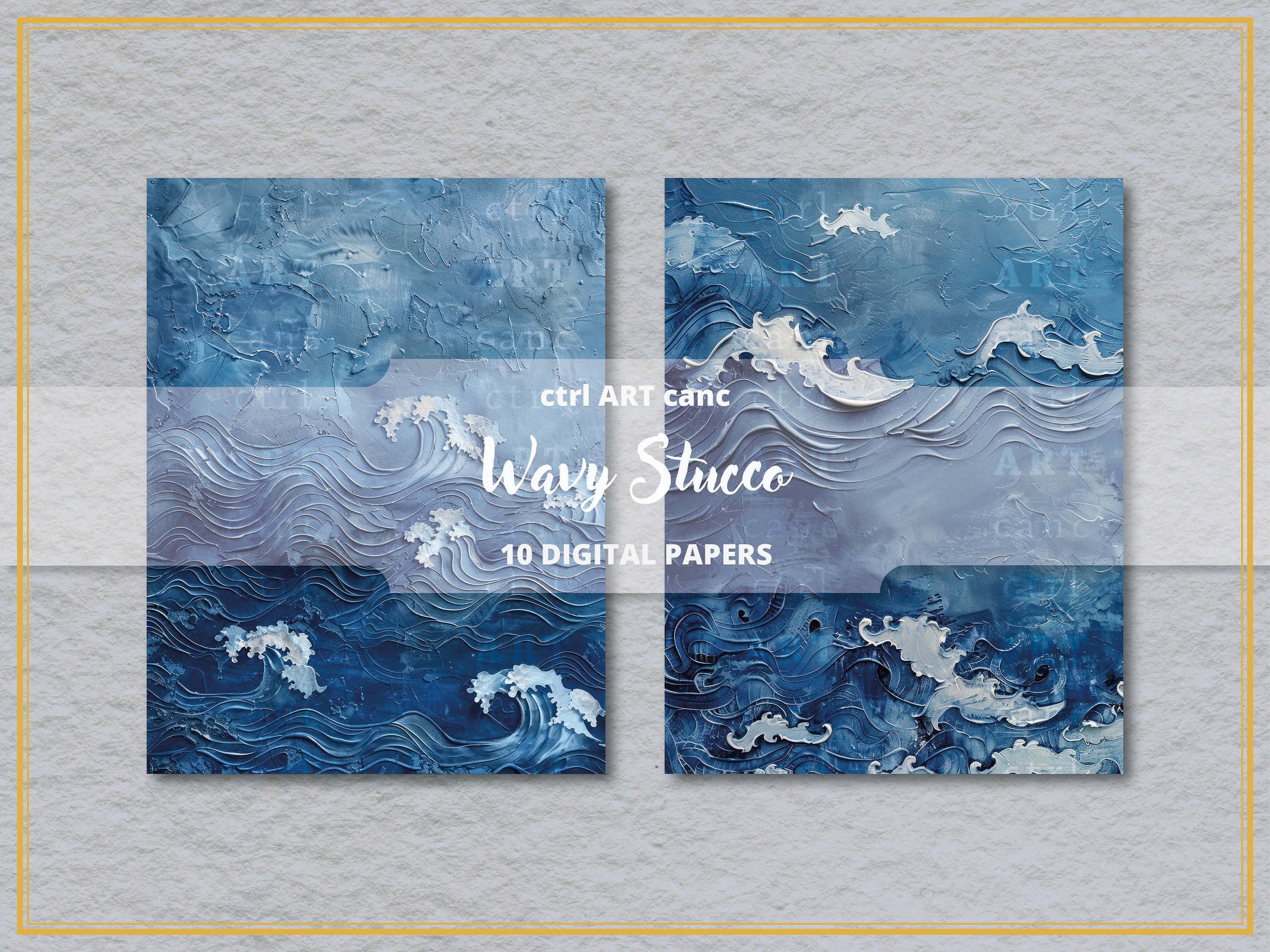 Hokusai Wavy Stucco Digital Paper: Blue Junk Journal Kit (digital ...