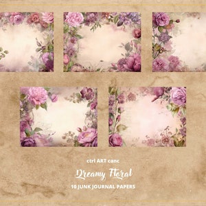 Floral Junk Journal Kit Printable Paper for Scrapbook Kit Digital ...
