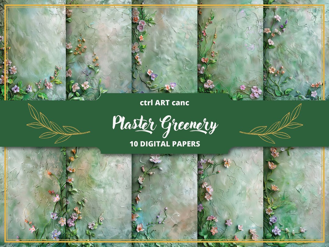 Green Floral Digital Paper Floral Journal Paper Printable Paper Kit ...