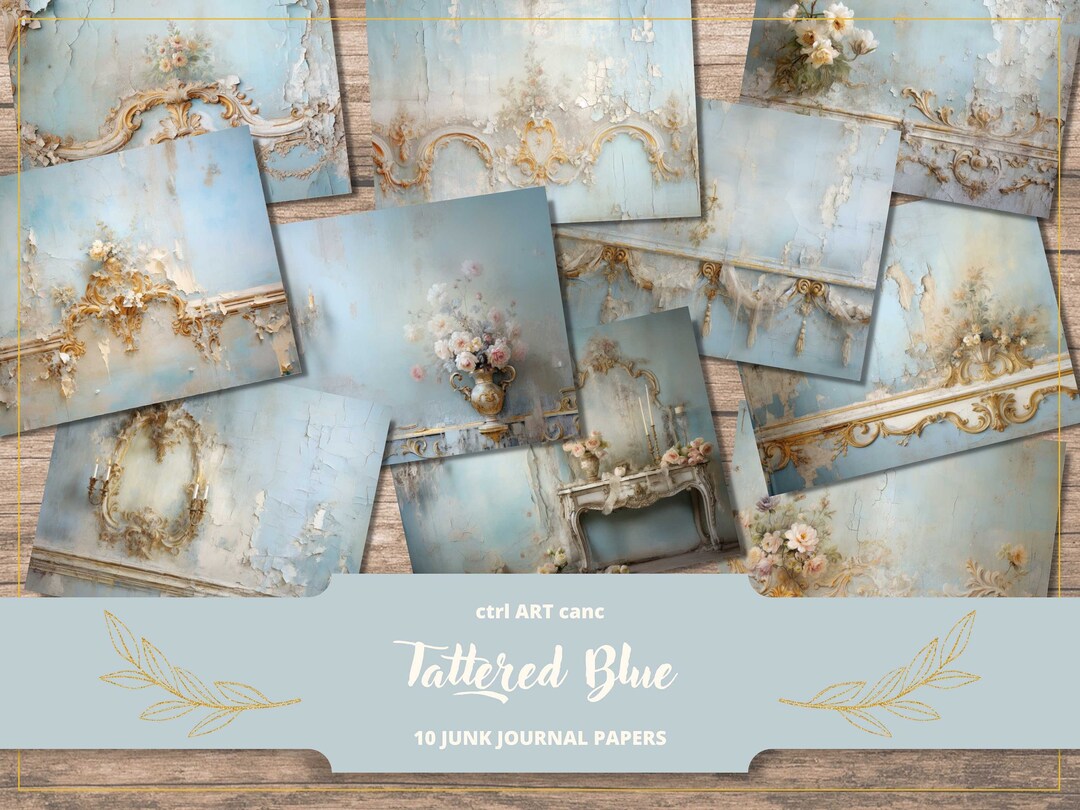 Tattered Blue Digital Paper: Shabby Chic Journal (printable) - Etsy