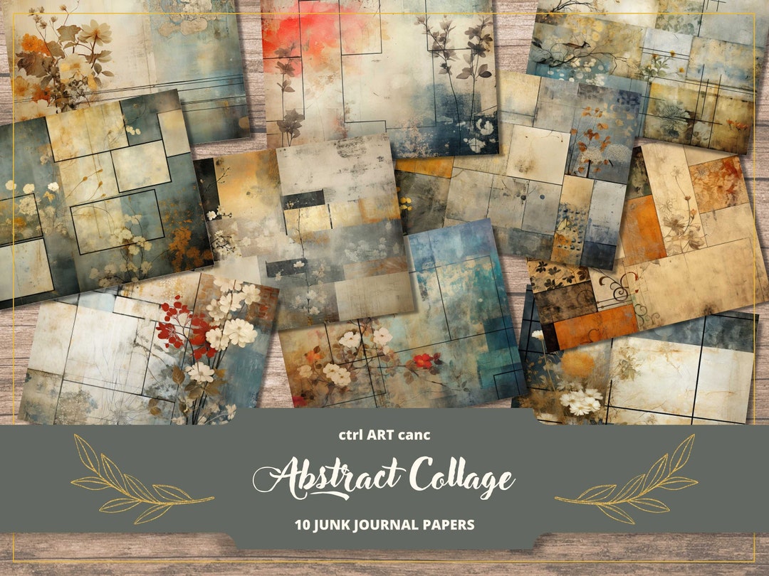 Abstract Collage Junk Journal Kit: Printable Digital Paper (digital ...