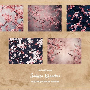 Sakura Journal Kit Cherry Blossoms Scrapbook Paper Japanese Printable ...
