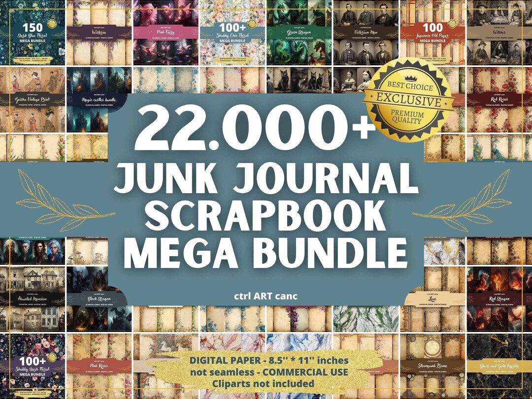 22,000+ Digital Paper Mega Bundle: Junk Journal & Scrapbook (commercial ...