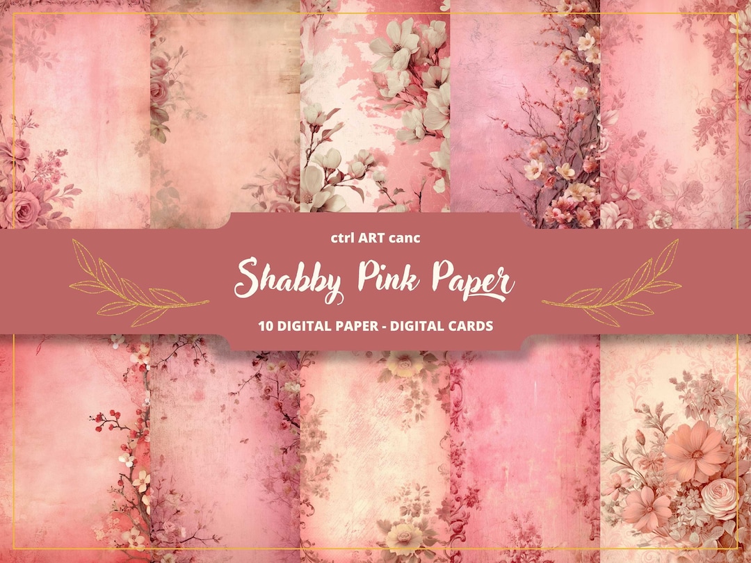 Shabby Pink Printable Paper for Journal Tattered Paper for Journal Kit Printable Journal Pages ...