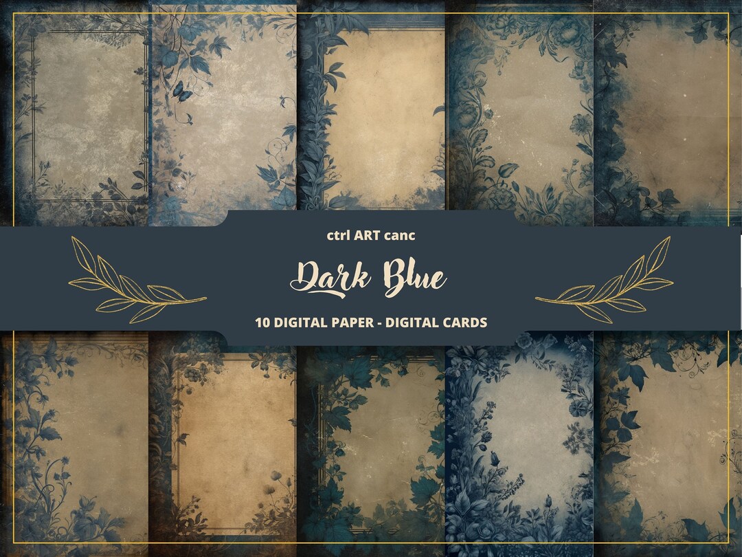 10 Dark Blue Printable, Dark Blue Digital Paper, Journal Page, Letter ...