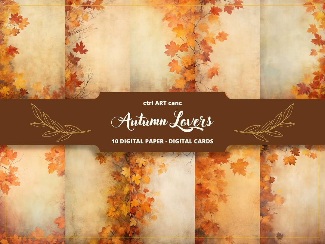 Autumn Leaves Digital Paper, Autumn Scrapbook Background, Autumn Junk ...