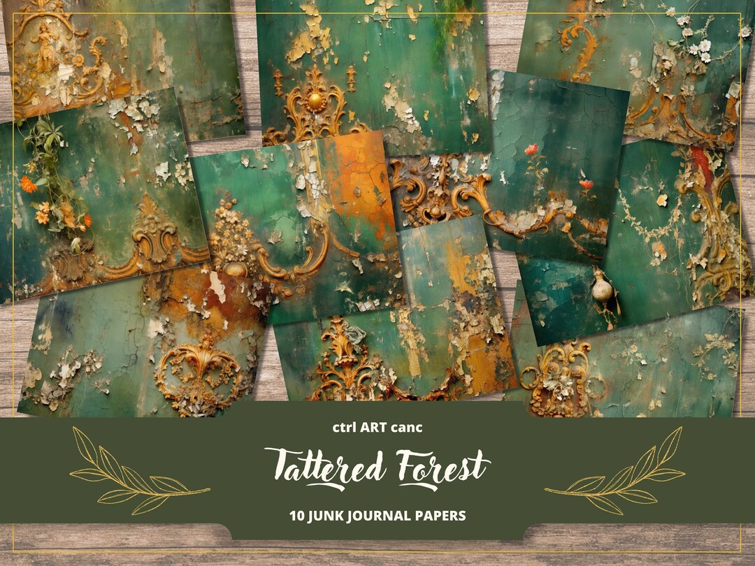 Tattered Teal Junk Journal Paper: Shabby Chic Printable (digital ...