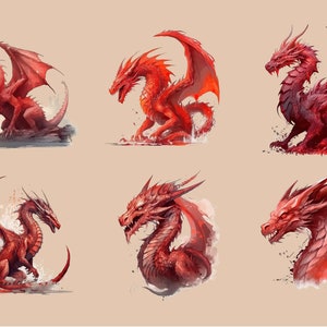 30 Red Dragon Clip Art, Dragon Clipart, Fantasy Clipart, Creatures ...