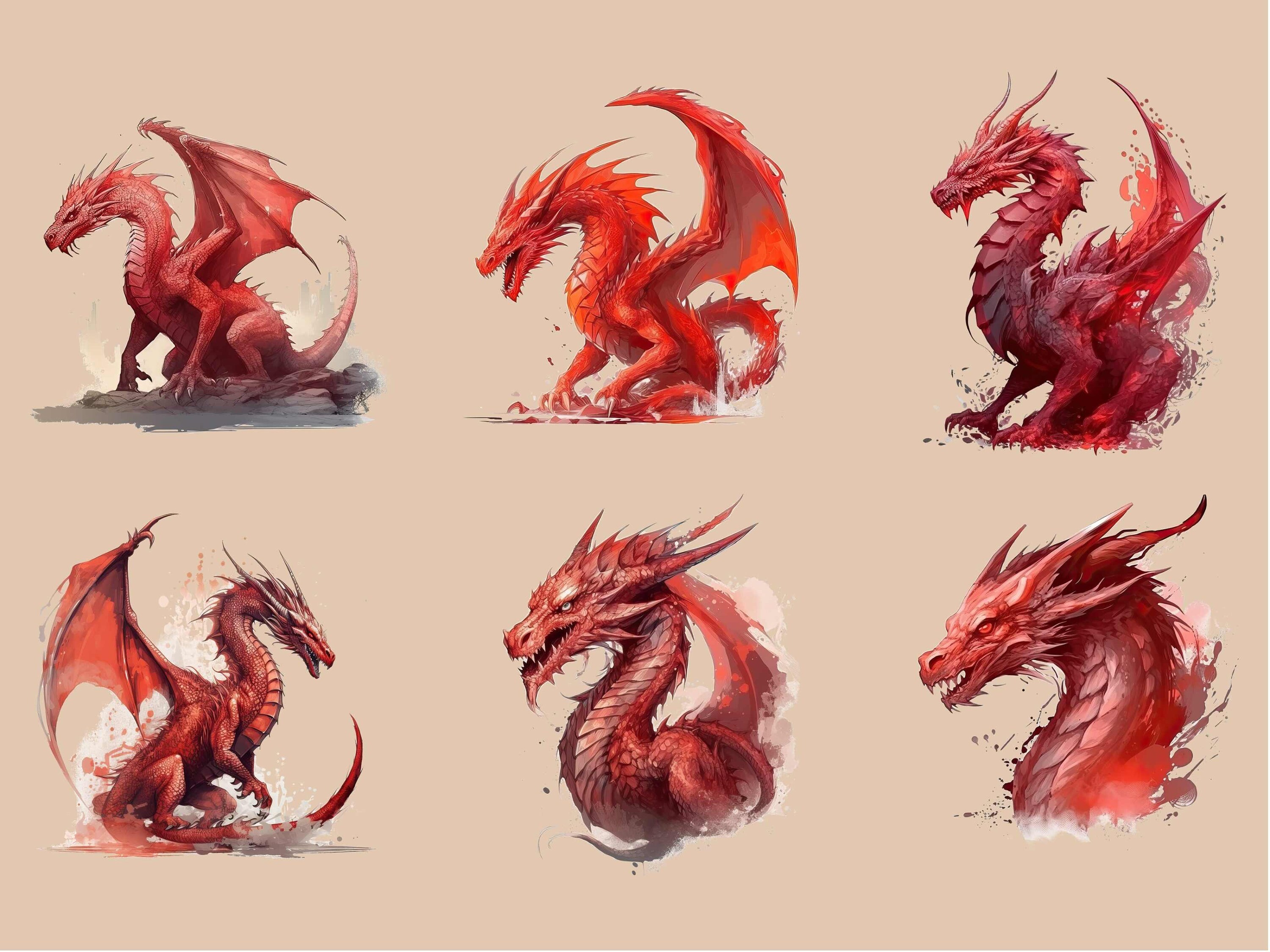 30 Red Dragon Clip Art Dragon Clipart Fantasy Clipart - Etsy Canada