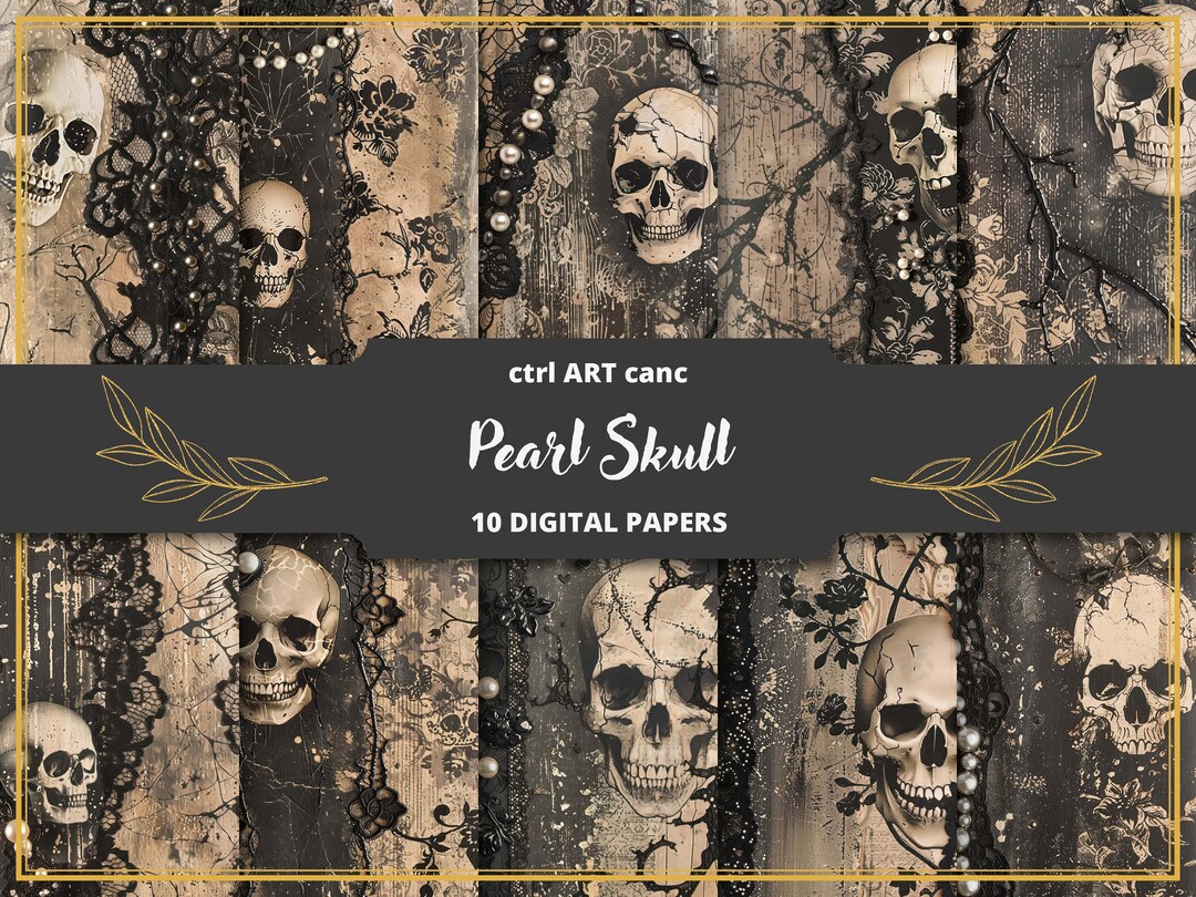 Skull Digital Paper for Junk Journal Kit Scrapbook Paper Gothic ...