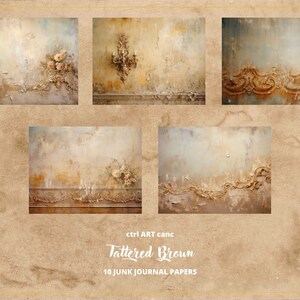 Tattered Brown Digital Paper Brown Journal Paper for Junk Journal ...