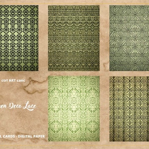 Green Deco Digital Paper Green Lace Paper for Scrapbook Junk Journal ...