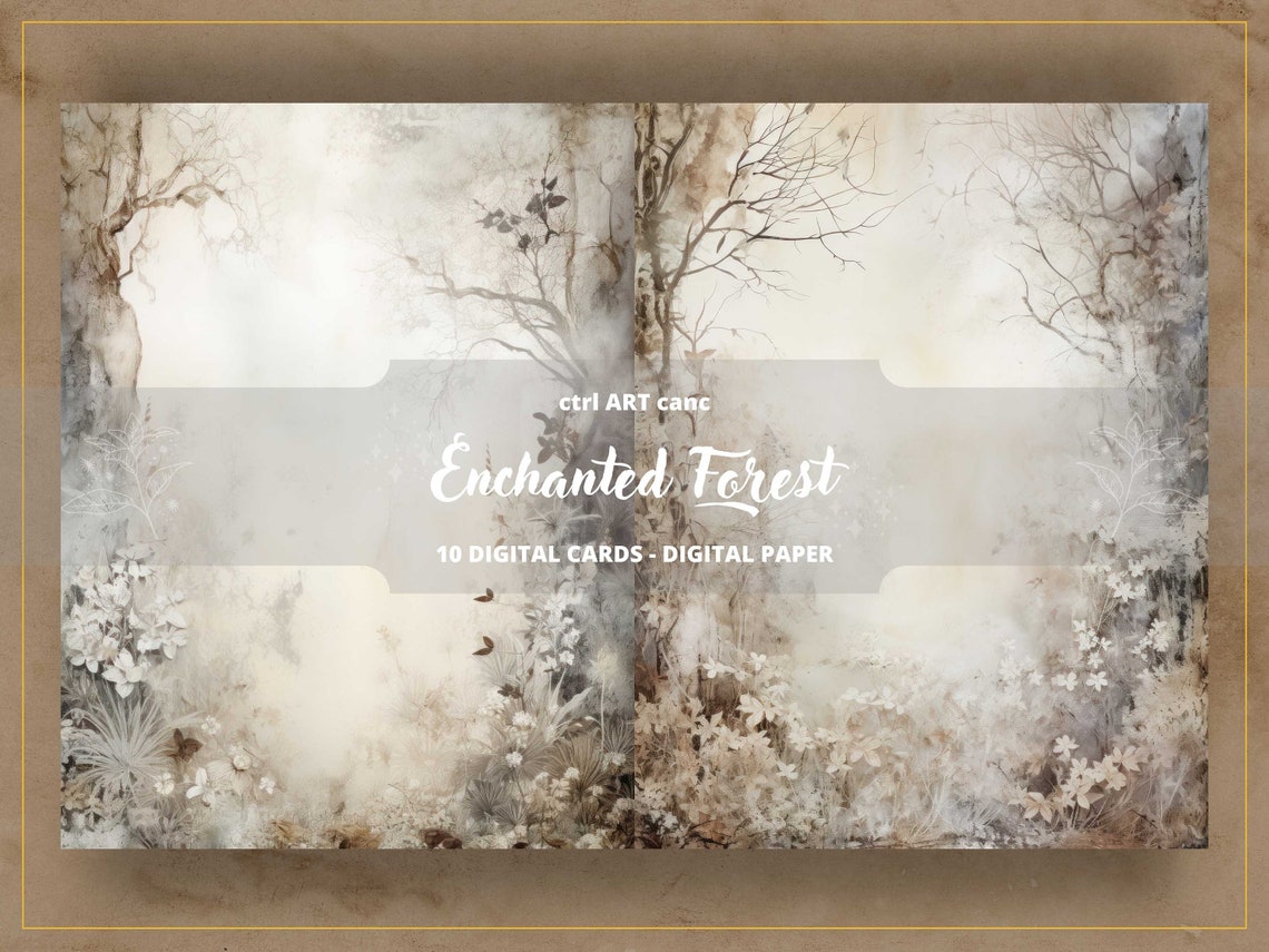 Enchanted Forest Digital Paper, Vintage Paper, Black Paper, Digital ...