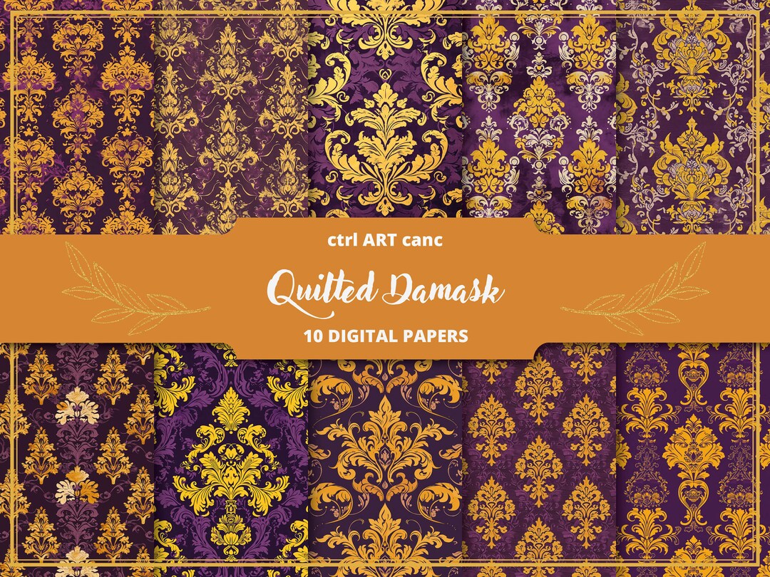 Gold Damask Digital Paper Damask Printable Paper Damask Pattern Damask ...