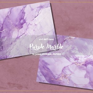 Purple Marble Digital Paper Marble Printable Paper for Junk Journal ...
