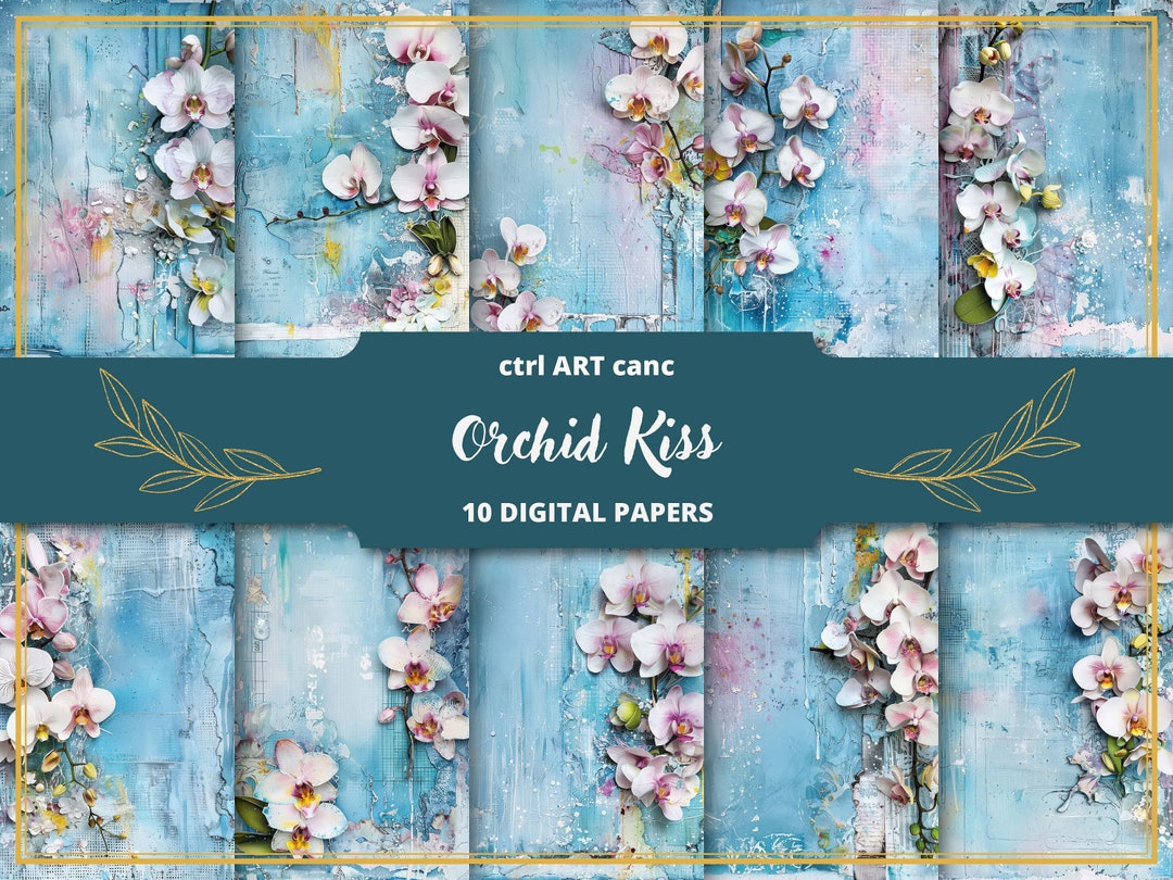 Orchid Junk Journal Kit Blue Orchid Digital Paper Orchid Printable ...