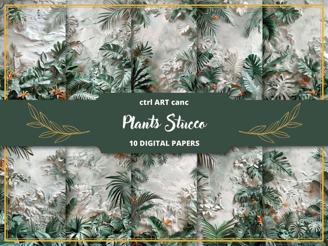 Tropical Plants Stucco Paper Printable Paper Digital Journal Paper ...
