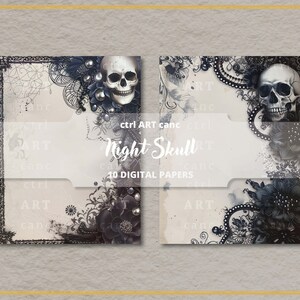 Skull Digital Paper for Junk Journal Kit Scrapbook Paper Gothic ...