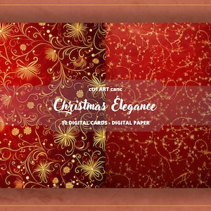 Red & Gold Christmas Digital Paper, Christmas Wrapping Paper, Junk ...