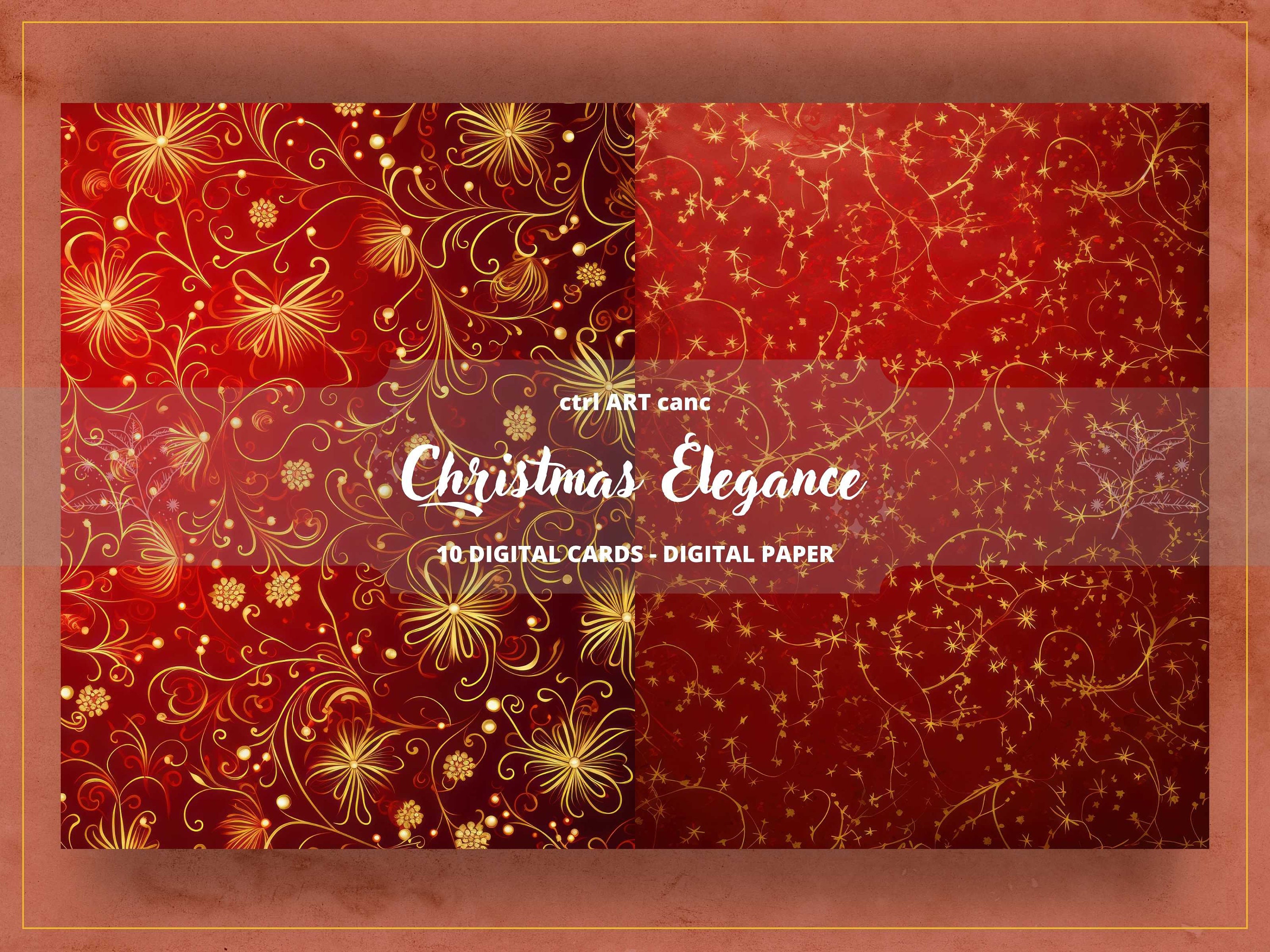 Red & Gold Christmas Digital Paper, Christmas Wrapping Paper, Junk ...