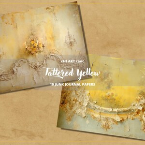 Tattered Yellow Digital Paper: Shabby Chic Junk Journal (printable) - Etsy