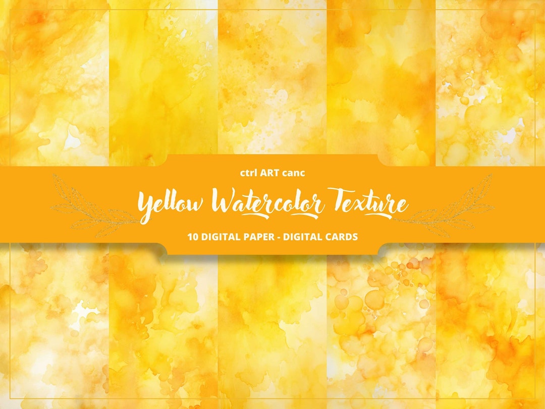 Yellow Watercolor Texture Digital Paper: Scrapbook & Collage (digital ...