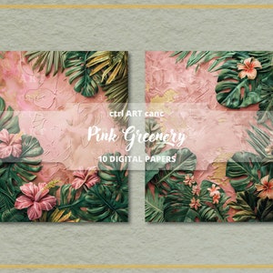 Plants Digital Paper Green Plants Tropical Paper Digital Kit Journal ...