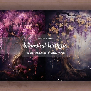 Whimsical Wisteria Digital Paper, Junk Journal Printable, Art Nouveau ...
