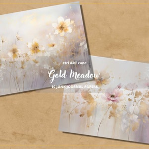 Gold Floral Junk Journal Kit Printable Floral Paper Gold Paper for ...