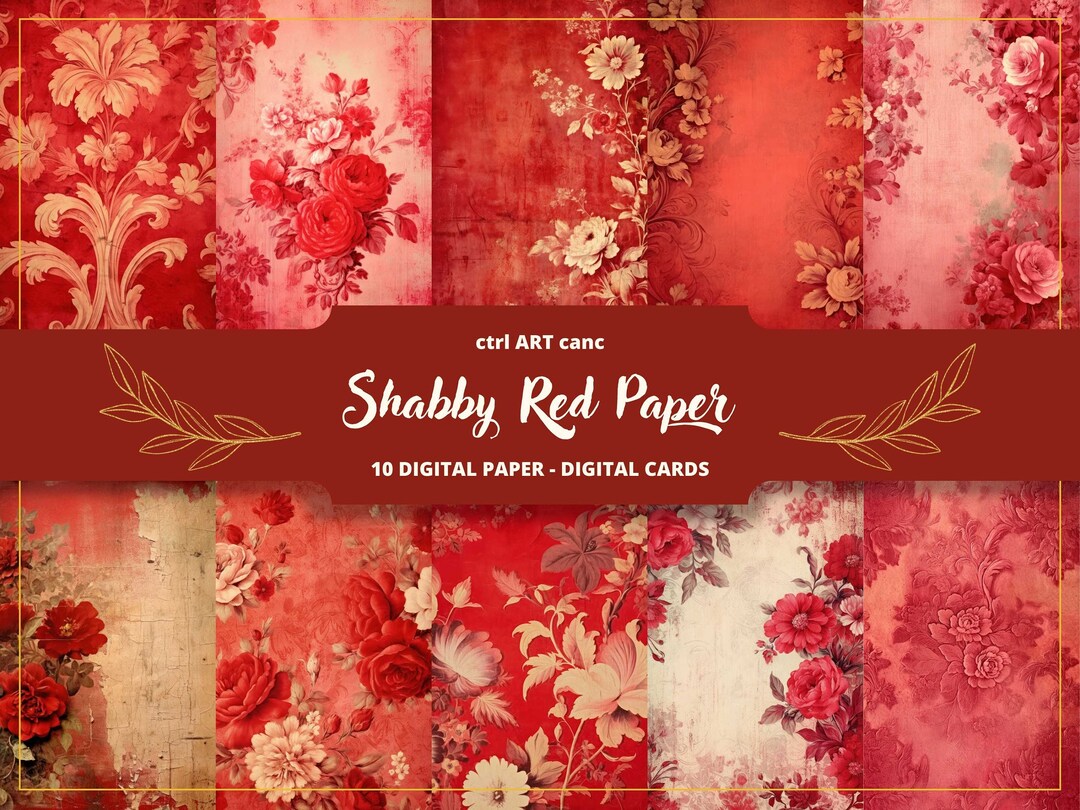 Shabby Red Printable Paper, Shabby Journal Paper, Journal Kit, Journal ...