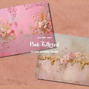 Tattered Pink Digital Paper Pink Journal Paper for Junk Journal ...