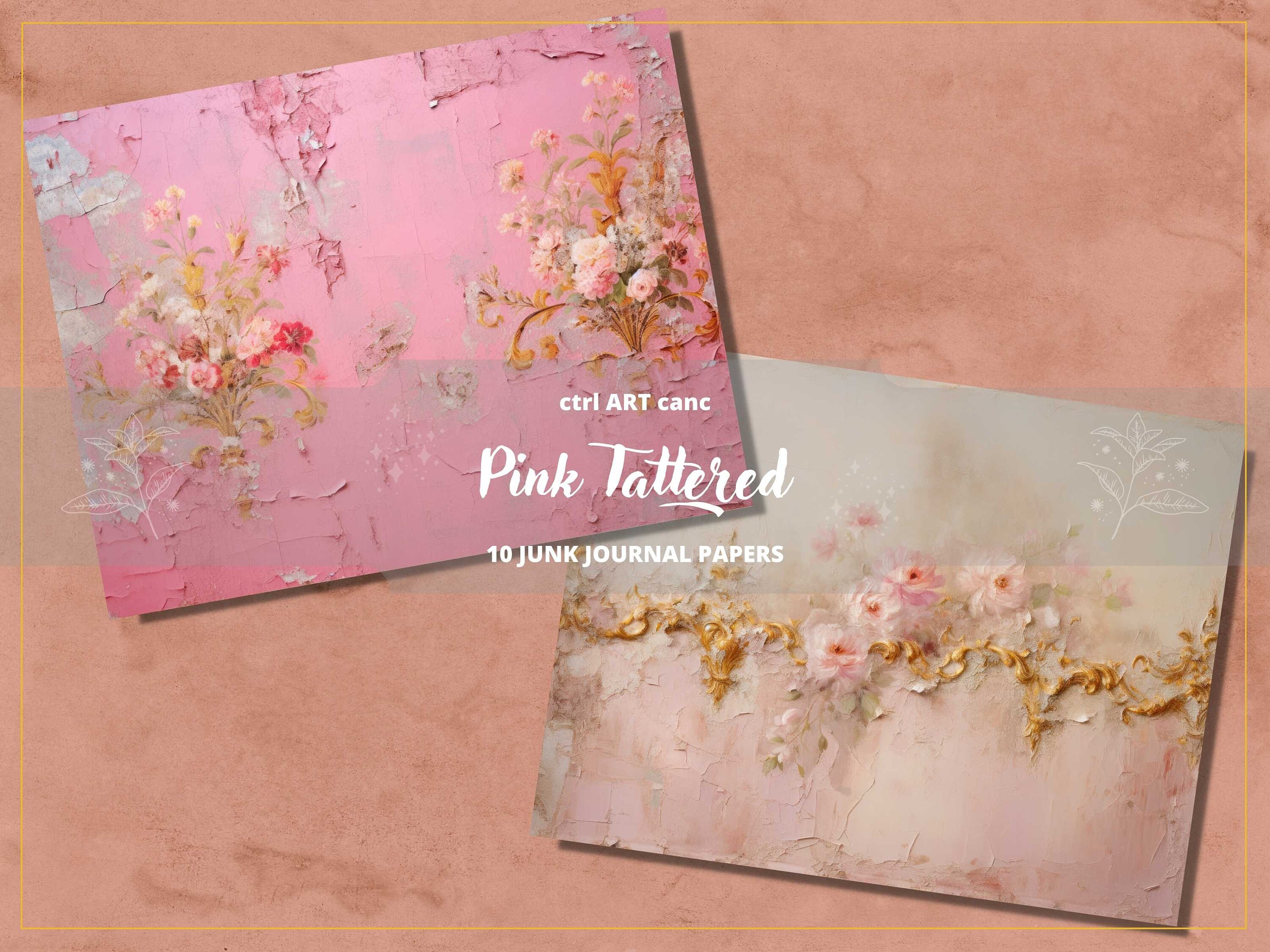 Tattered Pink Digital Paper Pink Journal Paper for Junk Journal ...