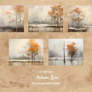 Autumn Trees Art for Journal Art for Cabin Autumn Wall Art Autumn Junk ...