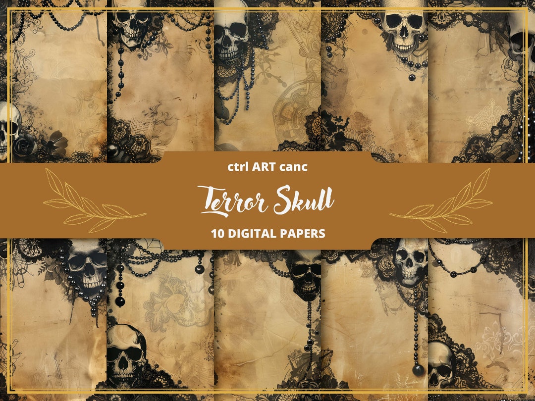 Skull Digital Paper: Gothic Lace Scrapbook Pages (digital Download) - Etsy