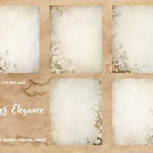 Tender Elegance Digital Paper, White Floral Invitation Paper, Digital ...