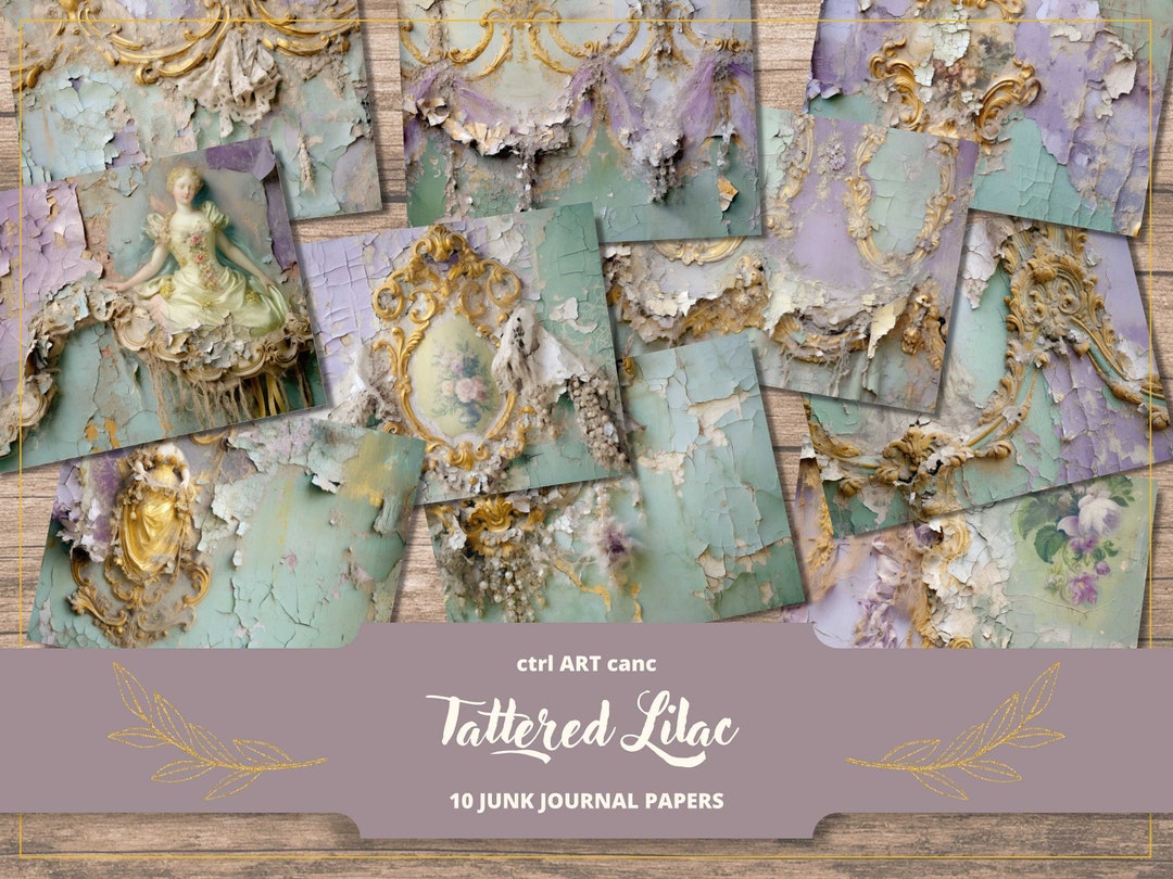 Tattered Green Digital Paper Green Journal Paper for Junk Journal ...