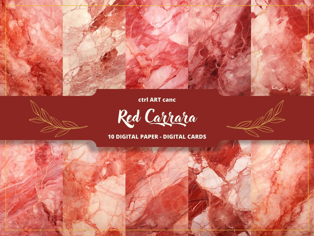 Red Marble Digital Paper Carrara Marble Printable Paper for Junk ...