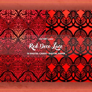 Red Deco Digital Paper Red Lace Paper for Scrapbook Junk Journal Paper ...