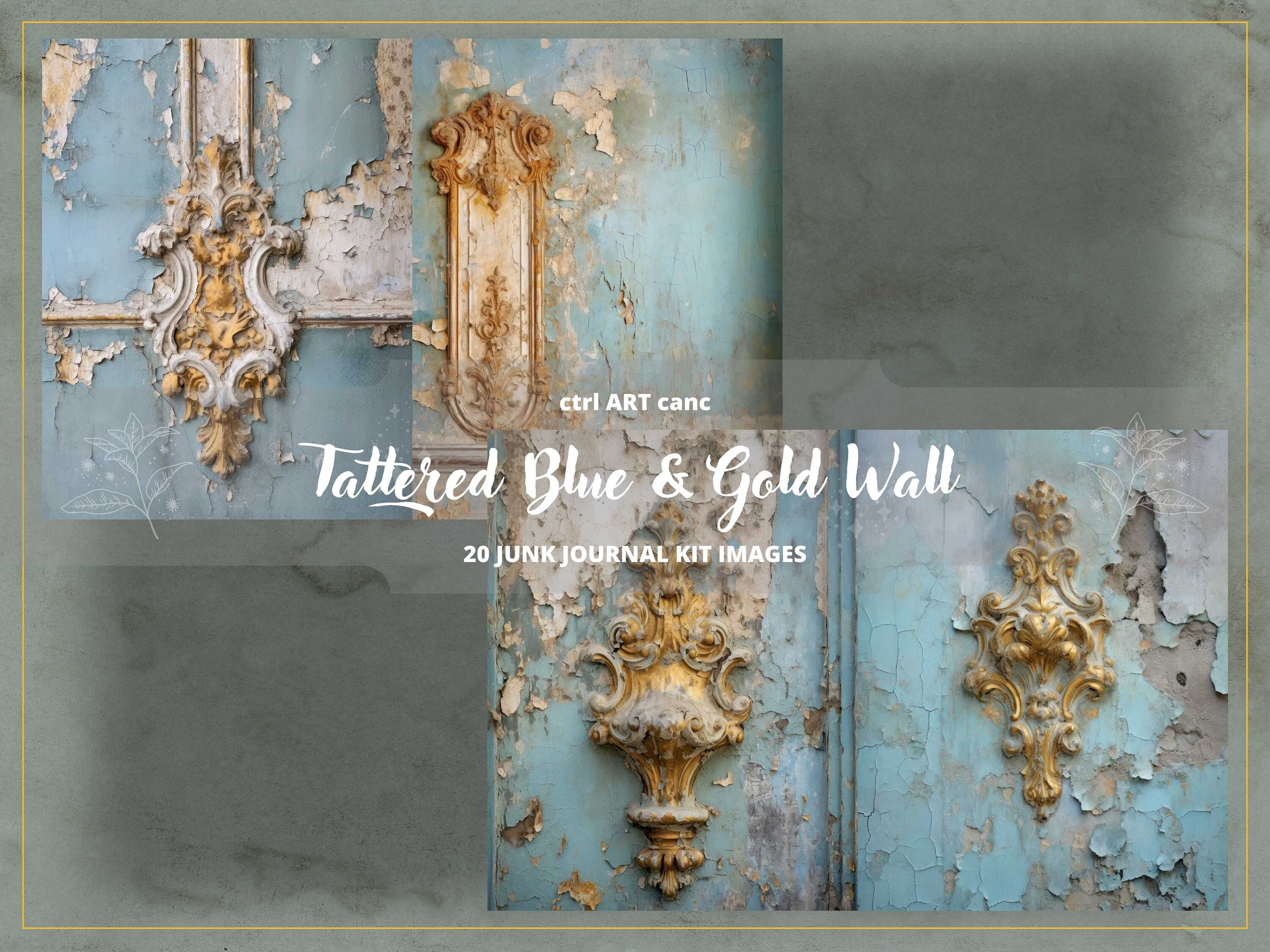 20 Tattered Blue & Gold Wall Printable Blue Printable - Etsy UK