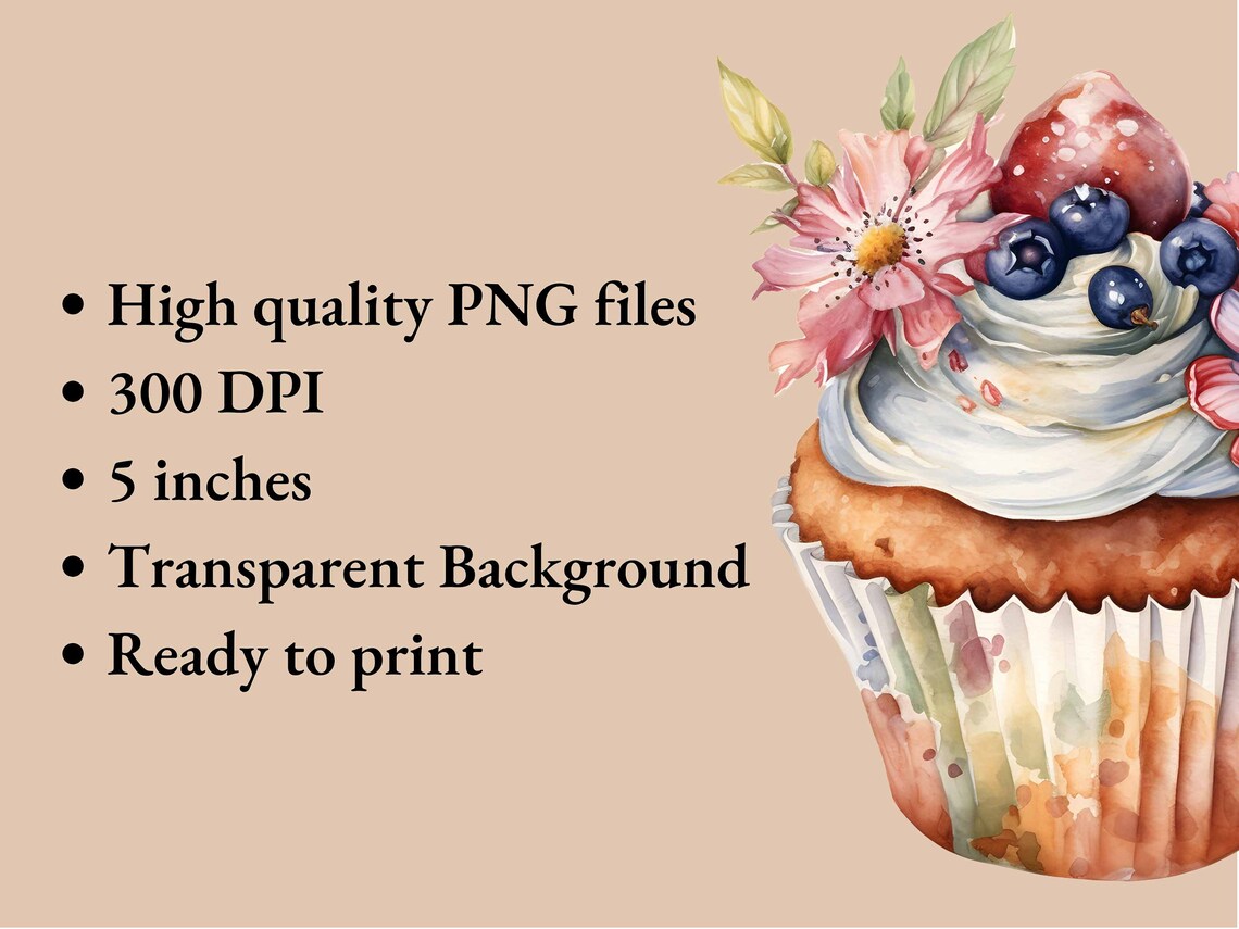 90 Cupcake Clip Art Bundle Cupcakes Bundle Floral Cupcake - Etsy