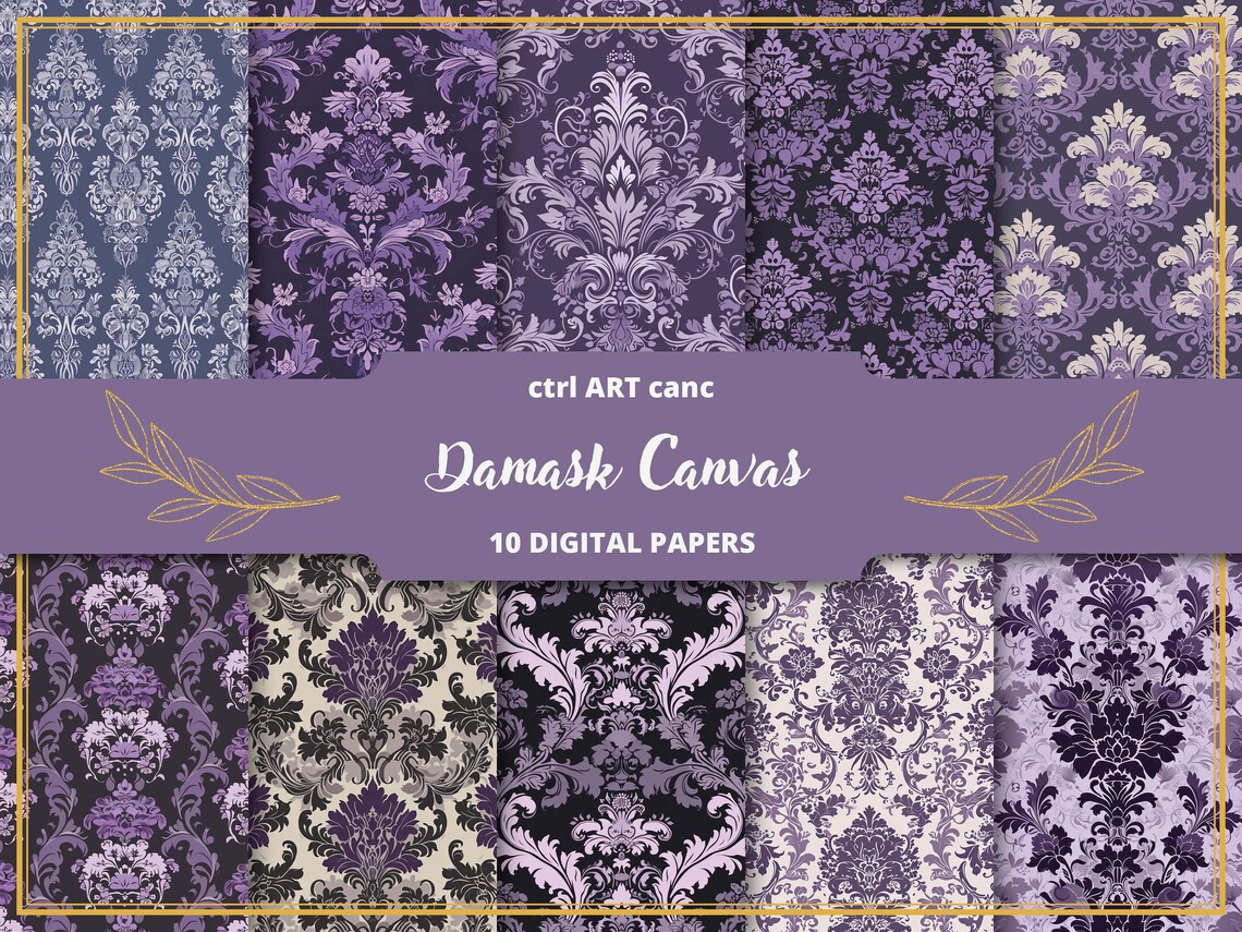 Purple Damask Digital Paper: Scrapbook & Journal Kit (digital Download ...