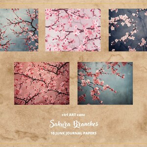 Sakura Journal Kit Cherry Blossoms Scrapbook Paper Japanese Printable ...