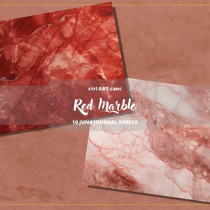 Red Marble Digital Paper Carrara Marble Printable Paper for Junk ...