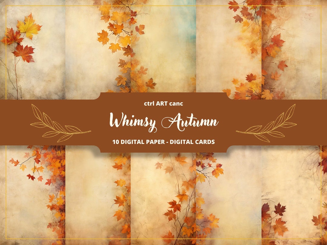 Autumn Leaves Digital Paper, Autumn Scrapbook Background, Autumn Junk ...