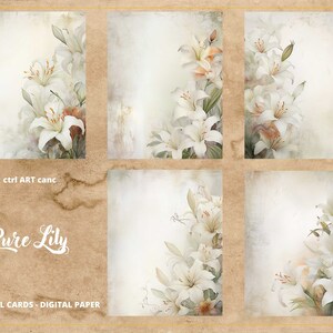 Pure Lily Digital Paper, Wedding Floral Invitation Paper, Digital Paper ...