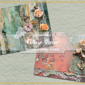 Floral Green Collage Journal Kit Abstract Background Floral Scrapbook ...