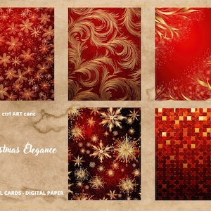 Red & Gold Christmas Digital Paper, Christmas Wrapping Paper, Junk ...
