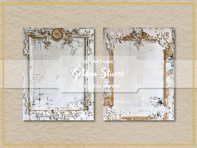 Baroque Golden Frame Digital Paper: Rococo Scrapbook Kit (digital ...
